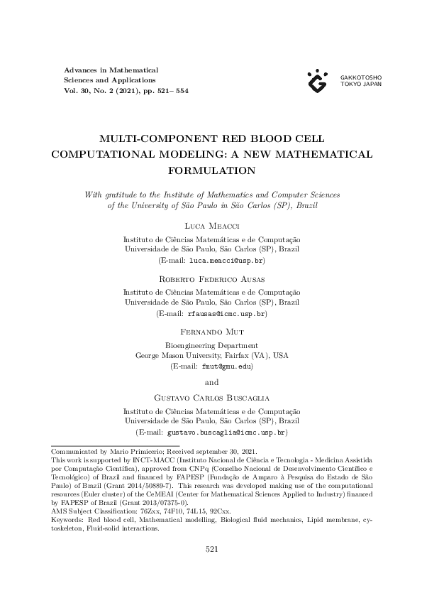(PDF) MULTI-COMPONENT RED BLOOD CELL COMPUTATIONAL MODELING: A NEW MATHEMATICAL FORMULATION