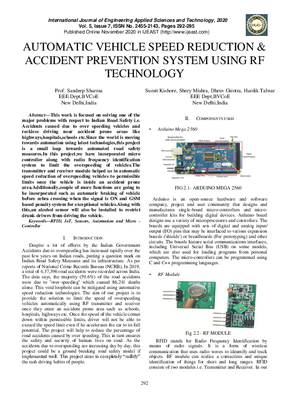 (PDF) Automatic Vehicle Speed Reduction & Accident Prevention System ...