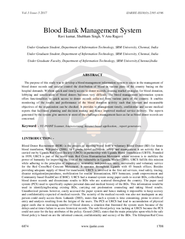 (PDF) Blood Bank Management Syetem