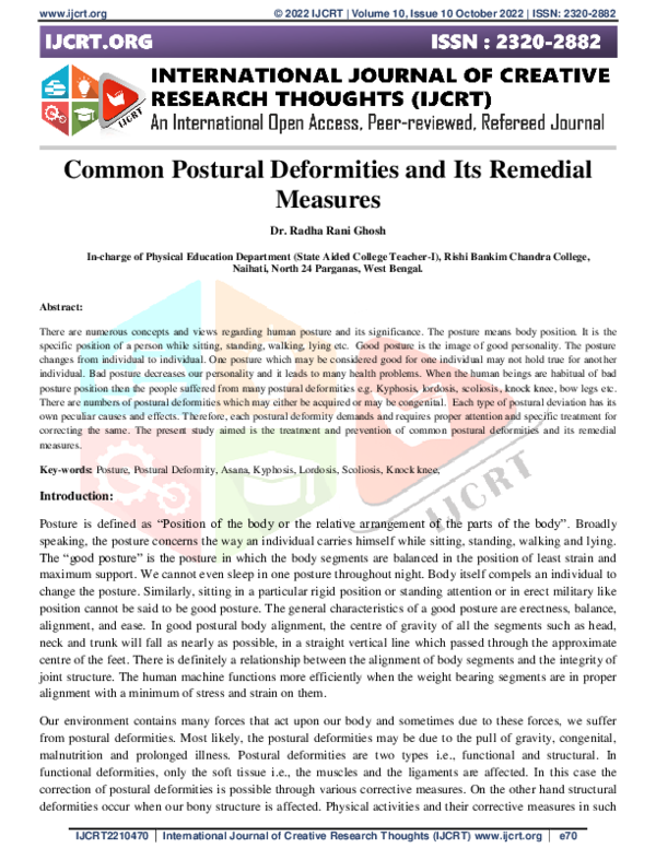 (PDF) Common Postural Deformities and Its Remedial Measures