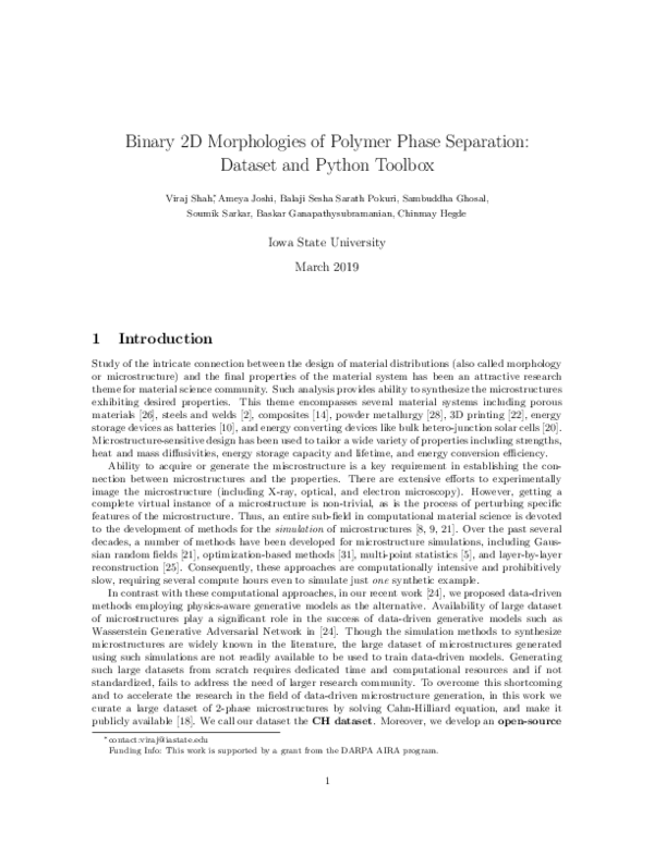 (PDF) Binary 2D morphologies of polymer phase separation | Viraj Shah - Academia.edu