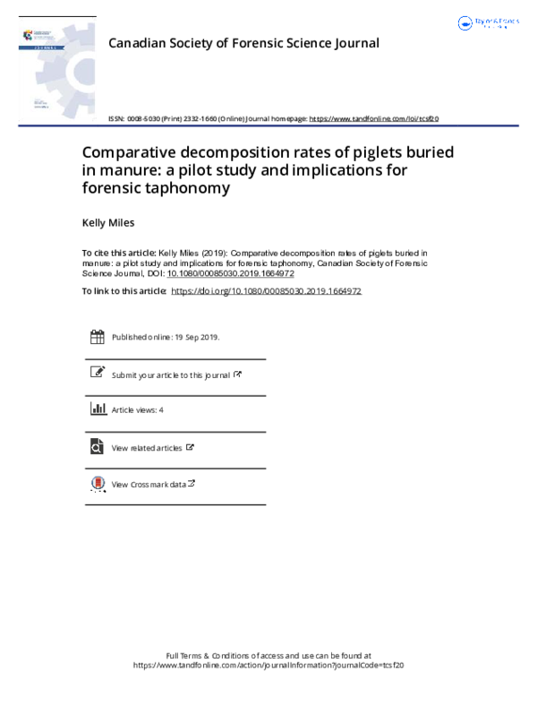 (PDF) Comparative decomposition rates of piglets buried in manure: a ...