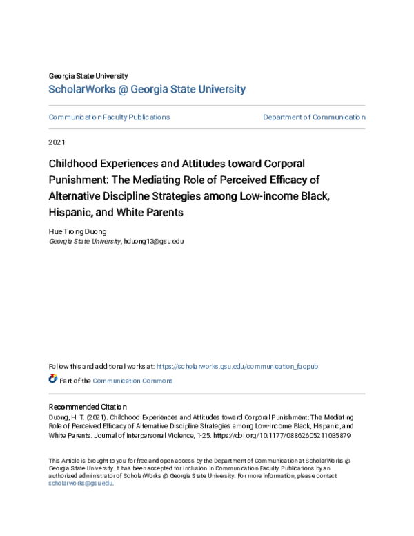 (PDF) Childhood Experiences and Attitudes toward Corporal Punishment ...