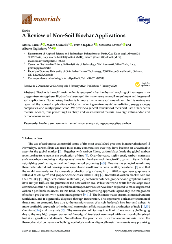 (PDF) A Review of Non-Soil Biochar Applications