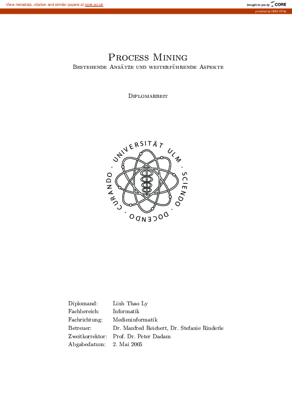(PDF) Process Mining-Bestehende Ansätze und weiterführende Aspekte
