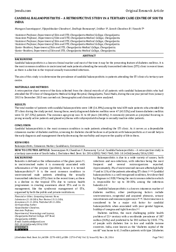 (PDF) Candidal Balanoposthitis – a Retrospective Study in a Tertiary ...