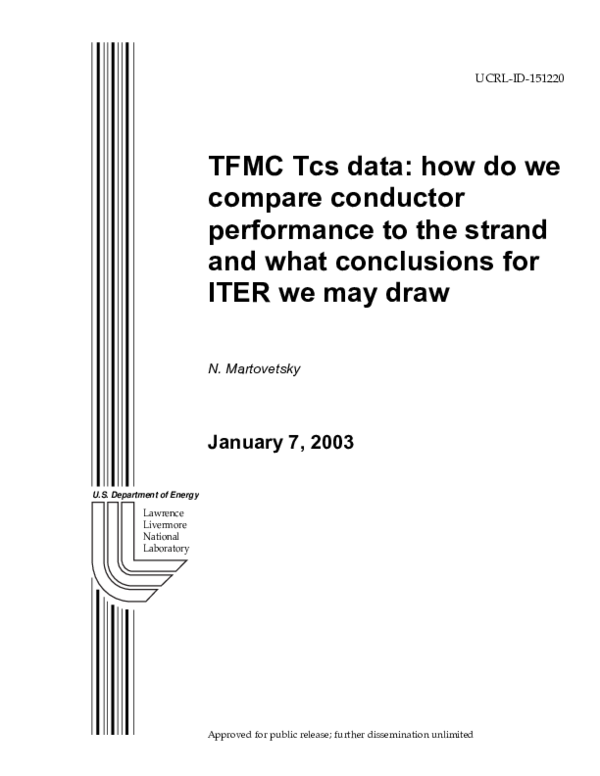 (PDF) TFMC Tcs Data: How Do We Compare Conductor Performance to the ...