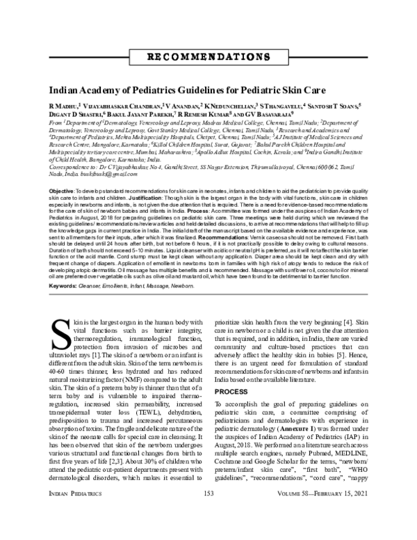 (PDF) Indian Academy of Pediatrics Guidelines for Pediatric Skin Care