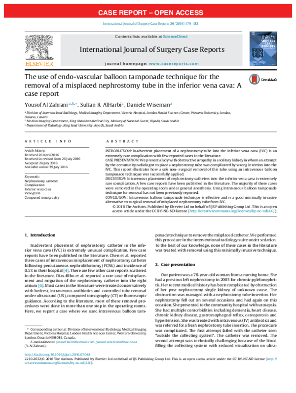 (PDF) The use of endo-vascular balloon tamponade technique for the ...