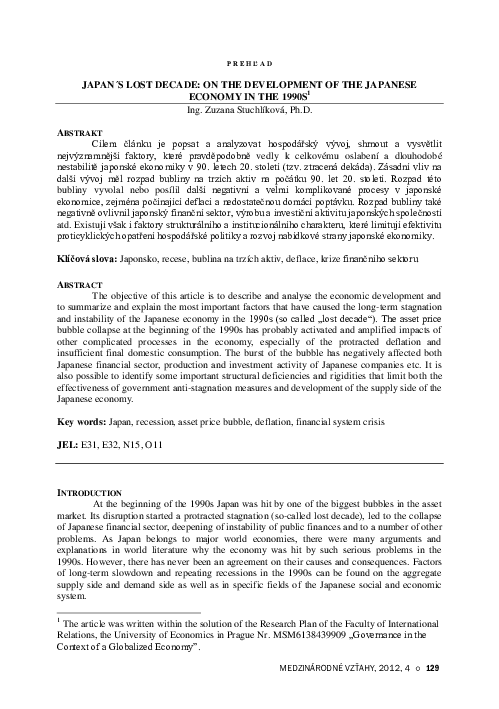 (PDF) Japan´s lost decade: on the development of the Japanese economy ...