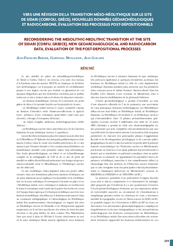 (PDF) Reconsindering the Mesolithic-Neolithic transition at the site of Sidari ( Corfu- Greece ...