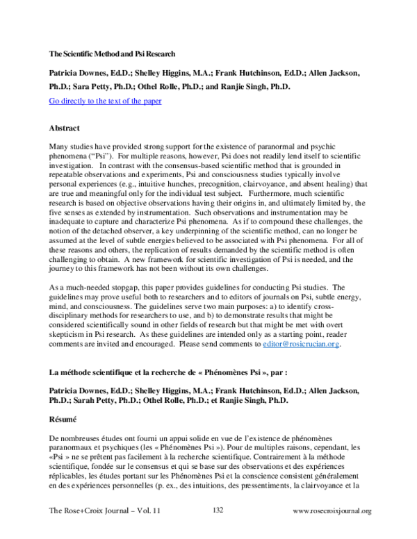 (PDF) The Scientific Method and Psi Research