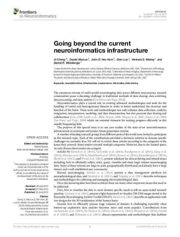 (PDF) Going beyond the current neuroinformatics infrastructure