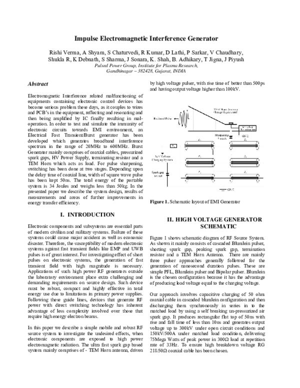 (PDF) Impulse electromagnetic interference generator