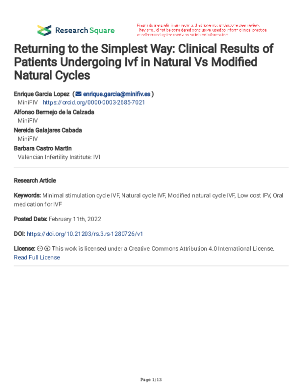 (PDF) Returning to the Simplest Way: Clinical Results of Patients ...