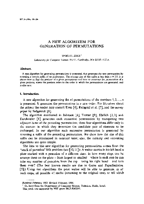 (PDF) A new algorithm for generation of permutations