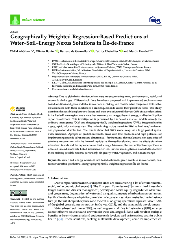 (PDF) Geographically Weighted Regression-Based Predictions of Water–Soil–Energy Nexus Solutions ...