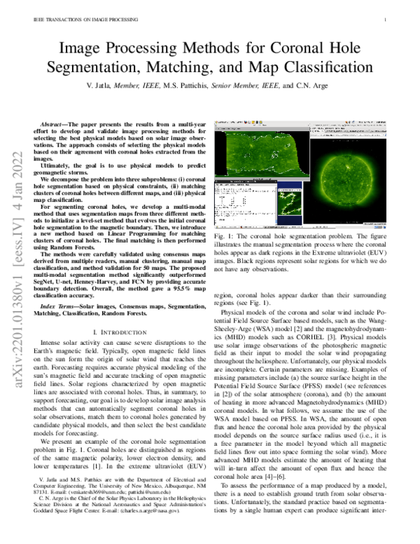 (PDF) Image Processing Methods for Coronal Hole Segmentation, Matching ...
