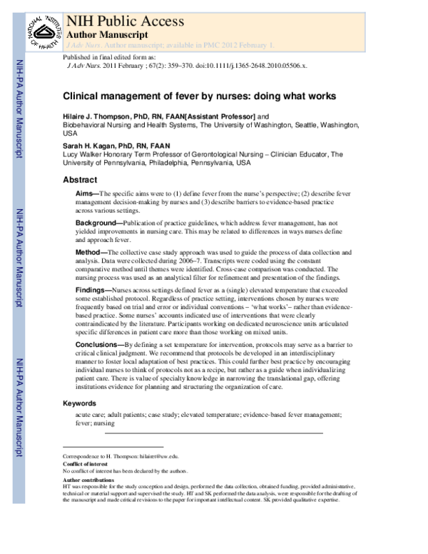 (PDF) Clinical management of fever by nurses: doing what works