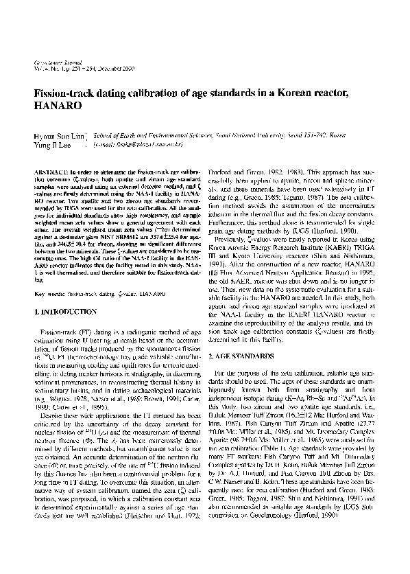 (PDF) Fission-track dating calibration of age standards in a Korean ...