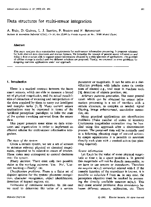 (PDF) Data structures for multi-sensor integration | Domingo Guinea Diaz - Academia.edu