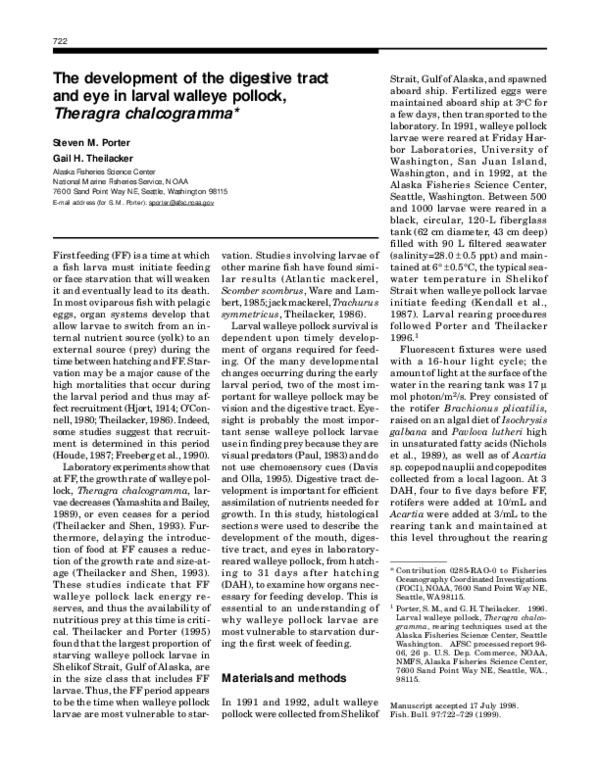 (PDF) The development of the digestive tract and eye in larval walleye ...