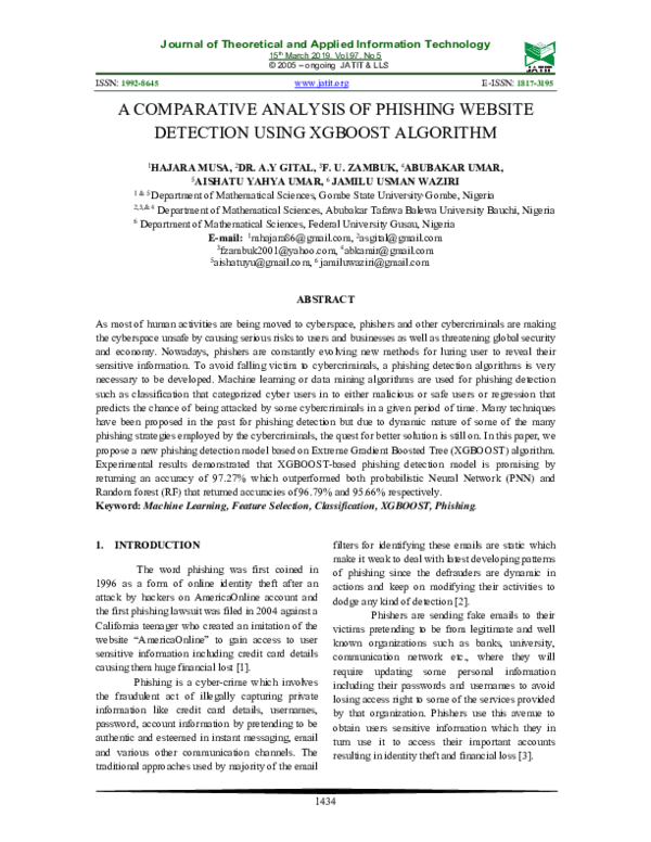 (PDF) A Comparative Analysis of Phishing Website Detection Using Xgboost Algorithm