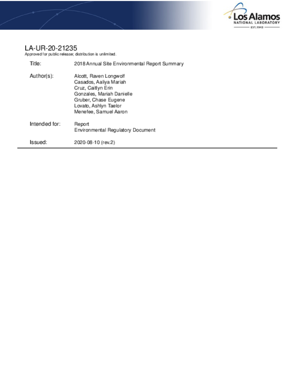 (PDF) 2018 Annual Site Environmental Report Summary