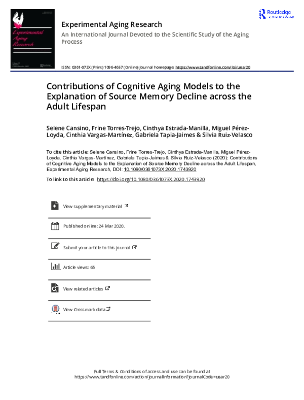 (PDF) Contributions of Cognitive Aging Models to the Explanation of ...
