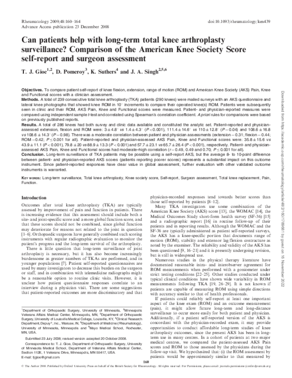 (PDF) Can patients help with long-term total knee arthroplasty ...