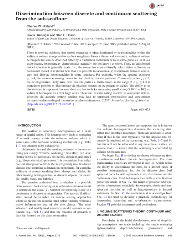 (PDF) Discrimination between discrete and continuum scattering from the ...