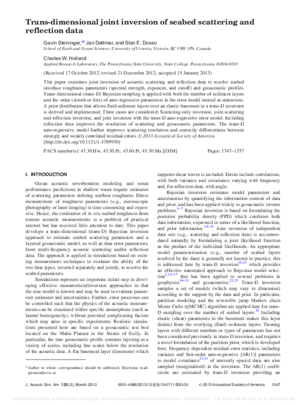 (PDF) Trans-dimensional joint inversion of seabed scattering and ...