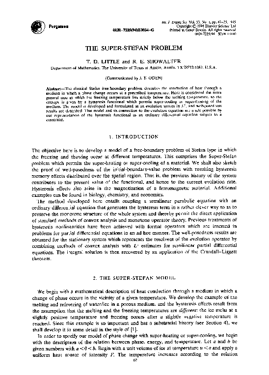 (PDF) The Super-Stefan problem | Ralph Showalter - Academia.edu