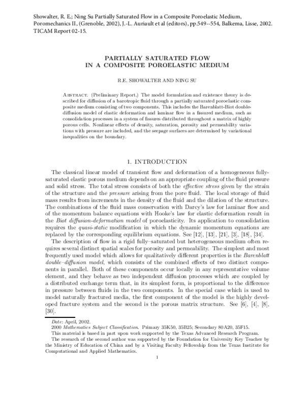 (PDF) Partially saturated flow in a composite poroelastic medium ...