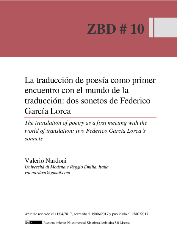 (PDF) The translation of poetry as a first meeting with the world of ...