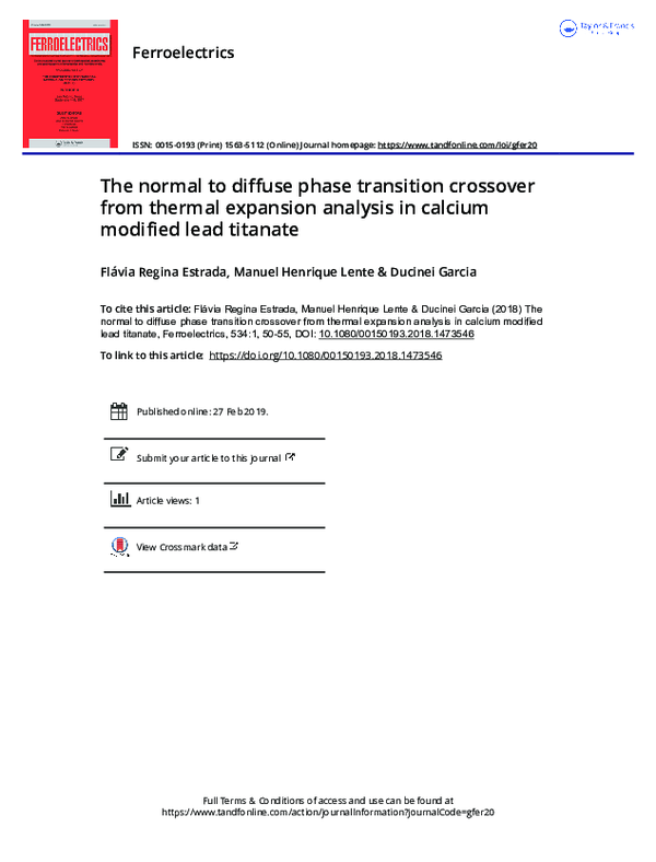 (PDF) The normal to diffuse phase transition crossover from thermal ...