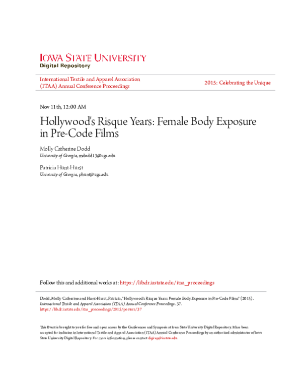 (PDF) Hollywood's Risque Years: Female Body Exposure in Pre-Code Films