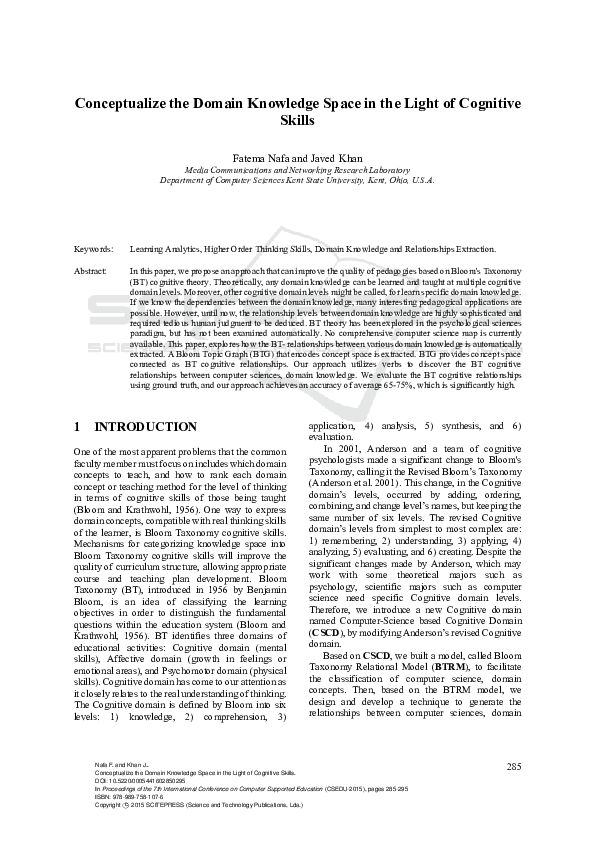 (PDF) Conceptualize the Domain Knowledge Space in the Light of Cognitive Skills