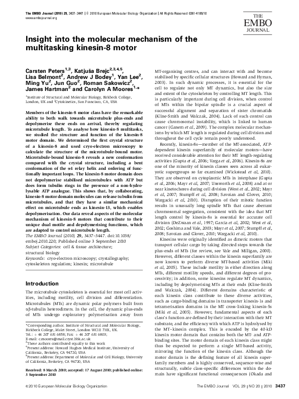 (PDF) Insight into the molecular mechanism of the multitasking kinesin-8 motor | Roman Sakowicz ...
