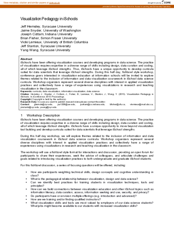 (PDF) Visualization Pedagogy in iSchools