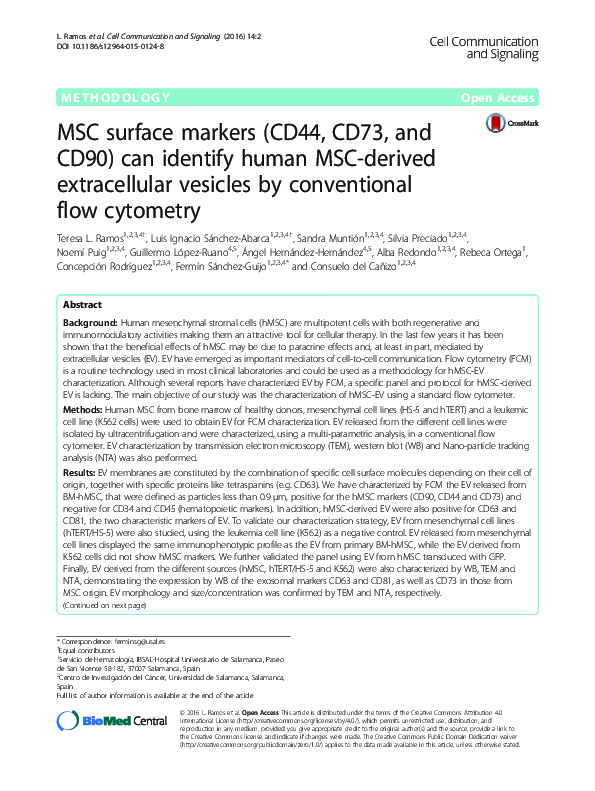(PDF) MSC surface markers (CD44, CD73, and CD90) can identify human MSC ...