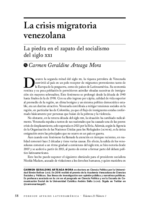 (PDF) La crisis migratoria venezolana La piedra en el zapato del ...
