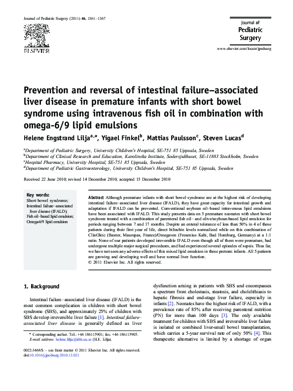 (PDF) Prevention and reversal of intestinal failure–associated liver ...