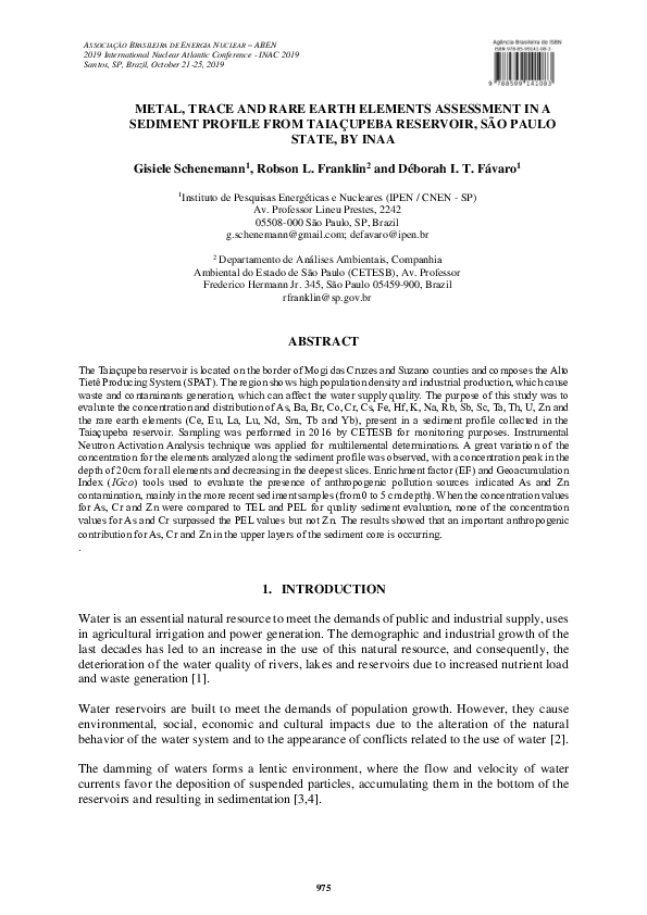 (PDF) Metal, trace and rare earth elements assessment in a sediment ...