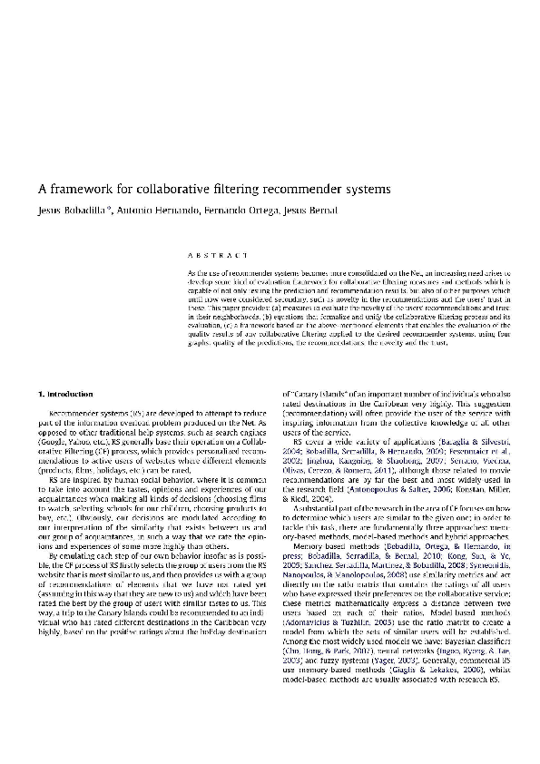 (PDF) A framework for collaborative filtering recommender systems