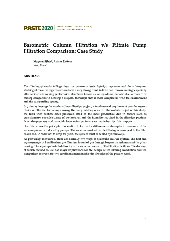 (PDF) Barometric Column Filtration vs. Filtrate Pump Filtration ...