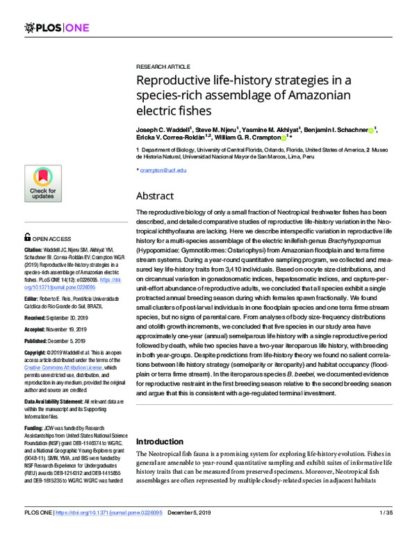 (PDF) Reproductive life-history strategies in a species-rich assemblage ...