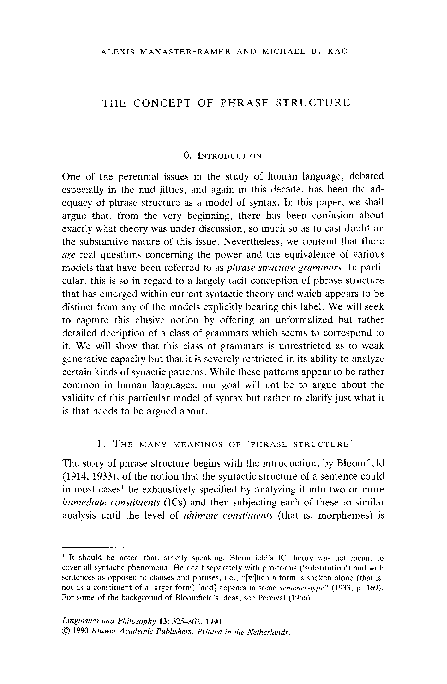 (PDF) The concept of phrase structure