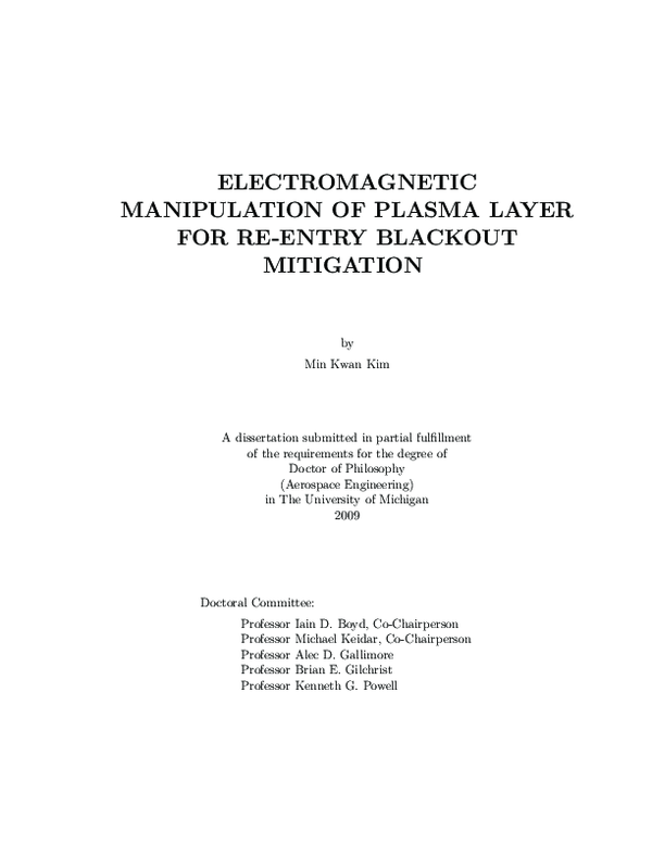 (PDF) Electromagnetic manipulation of plasma layer for re-entry ...