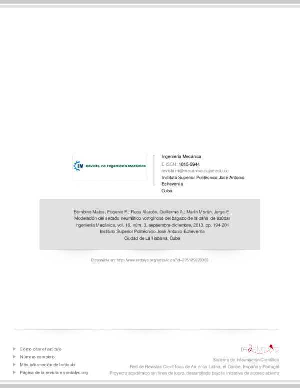 (PDF) Modelación del secado neumático vortiginoso del bagazo de la caña ...